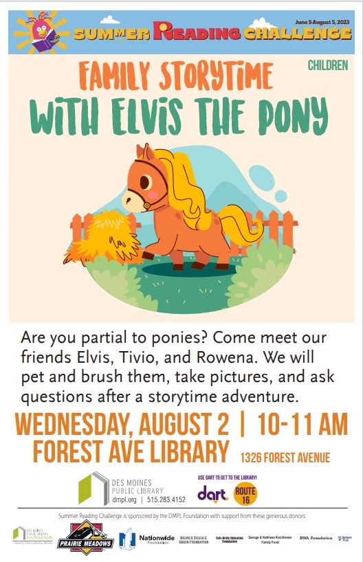 (PONY RESCHEDULED) Family Storytime: Meet Elvis the Pony | Des Moines ...